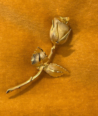 Giovanni Gold Rose Flower 60s 70s Retro Pin Brooch 2.5" | eBay