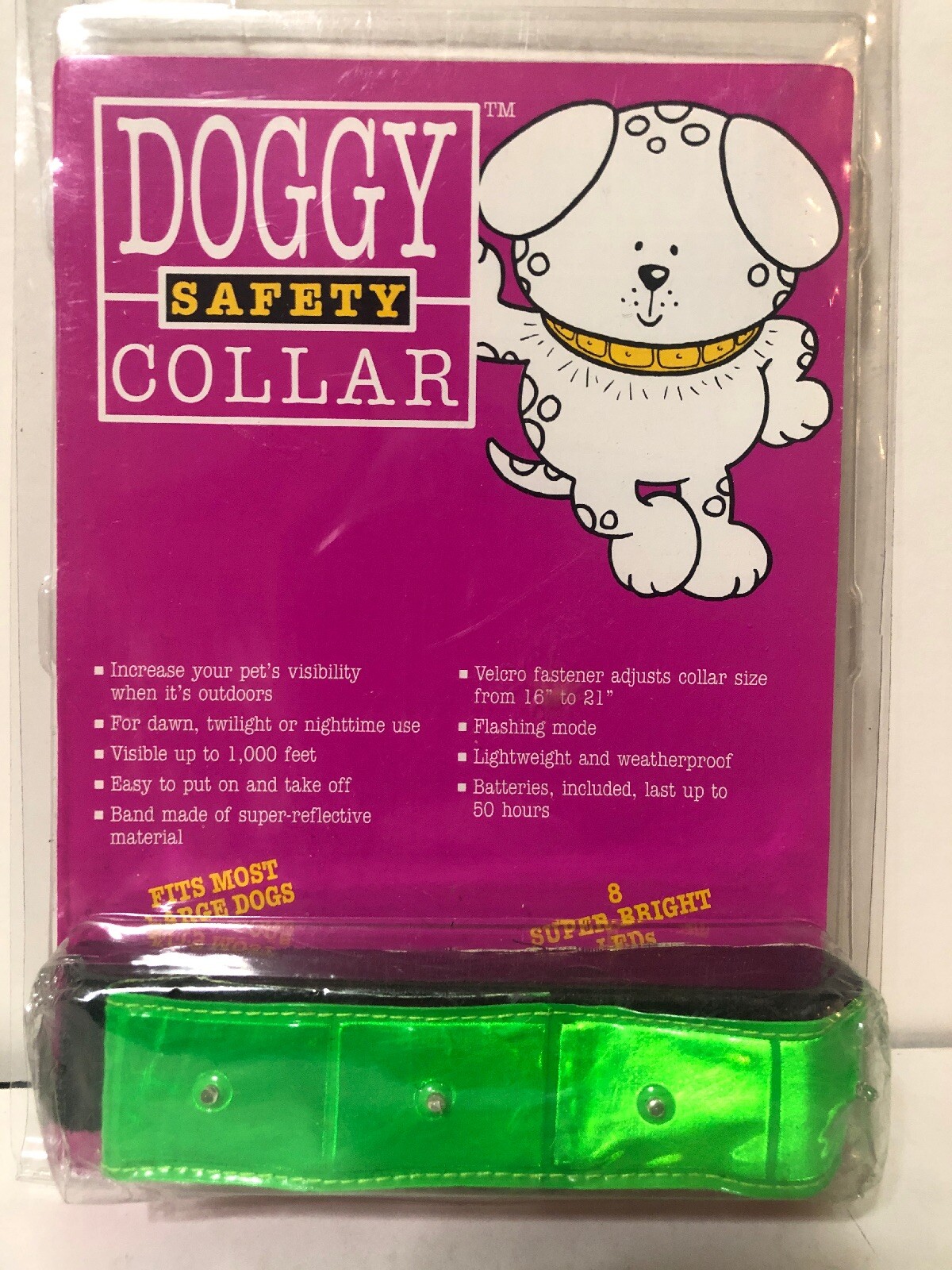 8 LED Flashing Puppy Dog Pet Night Safety Bright Flashing Nylon Collar ...