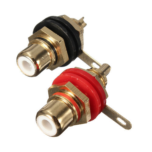 2pcs Gold Plated RCA Panel Mount Chassis Socket Phono Female Connector ...