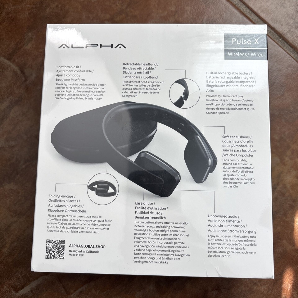 ALPHA Pulse X Wireless/Wired Headphones Made for TV Tablet PC Phone ...