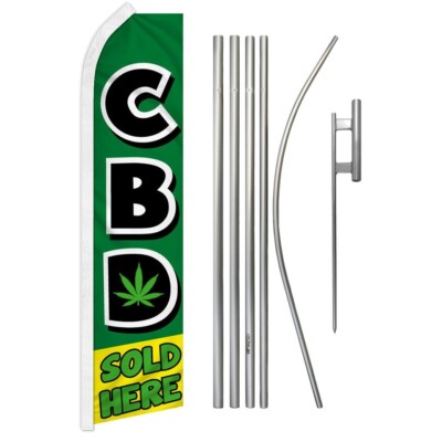 CBD Sold Here Super Swooper Flag & Flag Pole Kit & Ground Spike | eBay