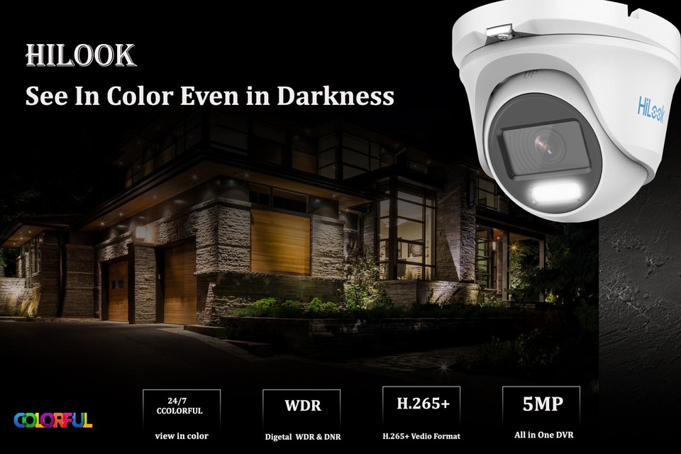 HIKVISION COLORVU CCTV SYSTEM HILOOK 1080P FULL HD NIGHT & DAY COLOR ...