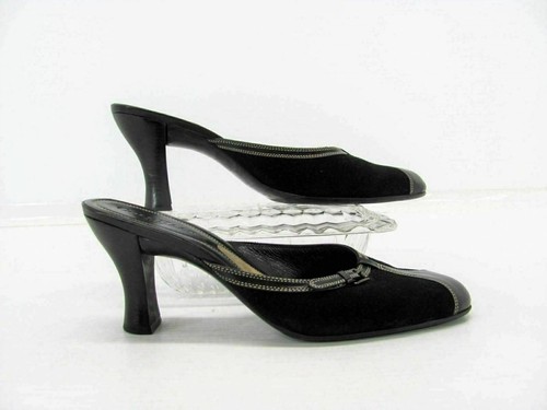 Cole Haan Women Heel Shoe City Size 7.5B Black Slip On Mule Pump Pre ...