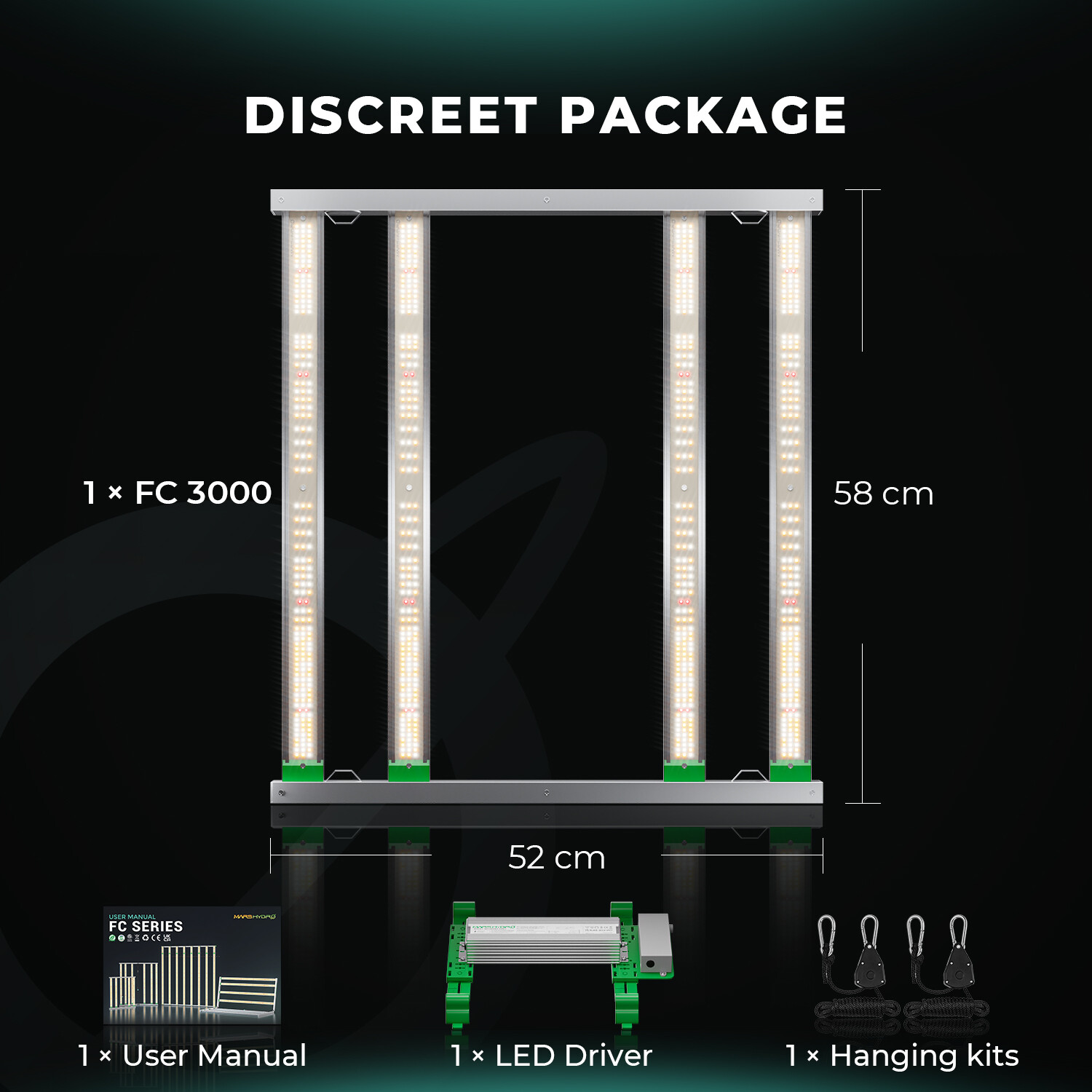 Mars Hydro Smart FC 3000 LED Grow Light Bar Samsung 301H EVO For 3x3ft ...