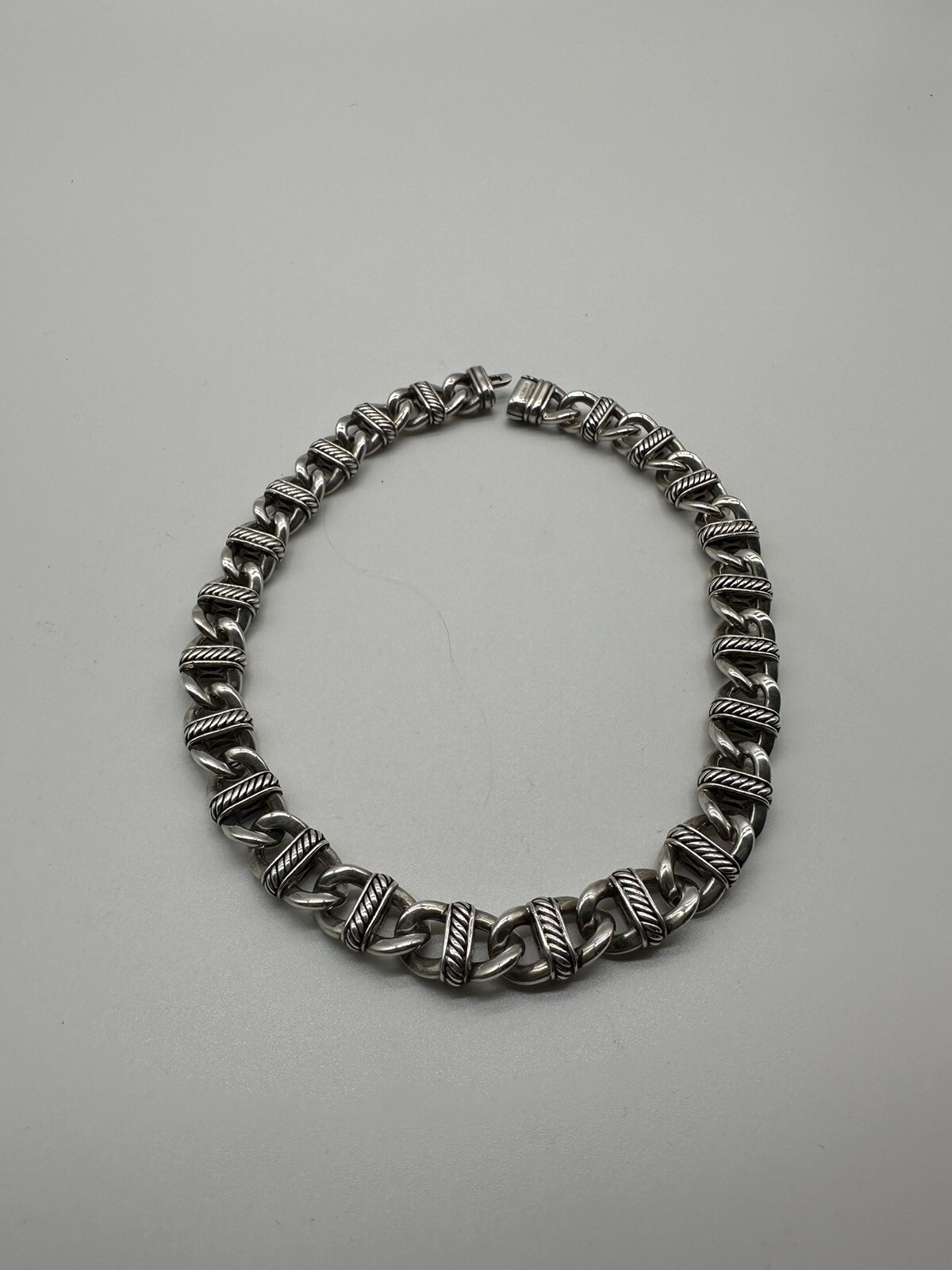 David Yurman Sterling Silver Cable Detail Necklace - Gem