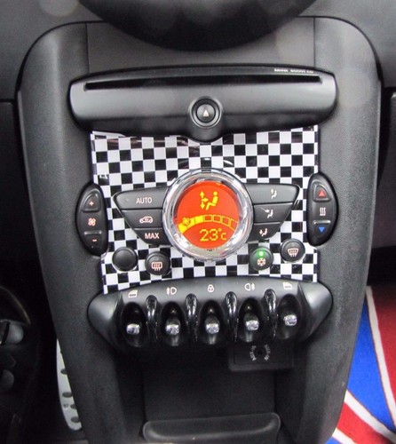 MITTELKONSOLE EINSATZ CHECKERED FLAG für MINI COOPER R55 CLUBMAN R56 ...