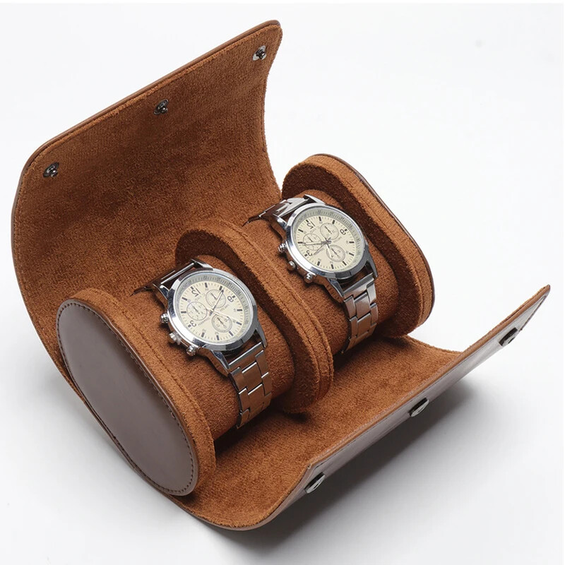 2 Slots Grids Watch Box Roll Case Portable Display Storage Boxes Gift ...