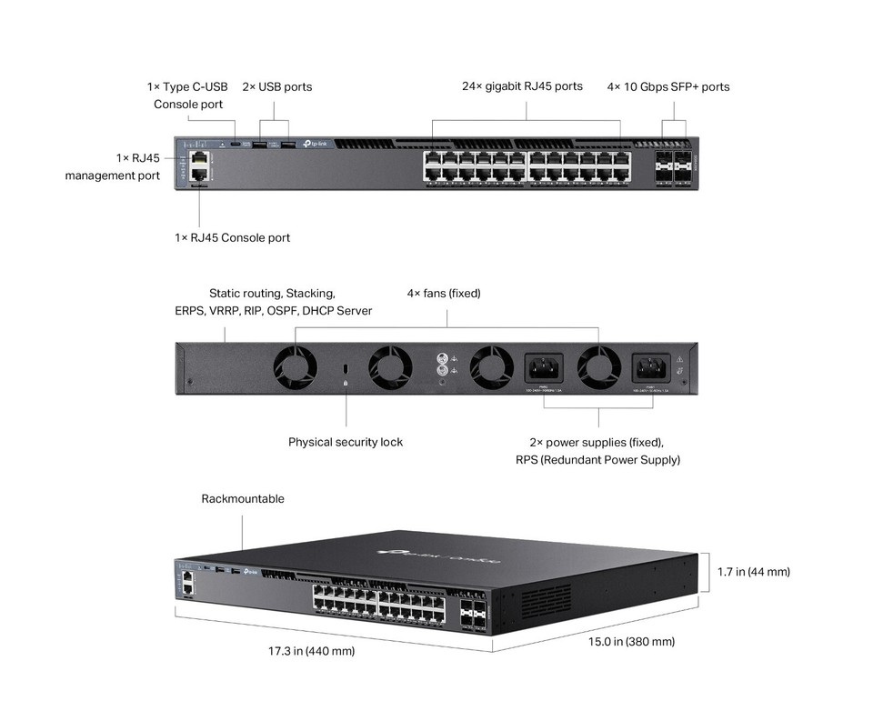 TP-Link SG6428X | Omada 24-Port Gigabit Stackable L3 Managed Switch | 4 ...
