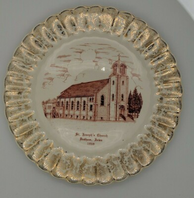 Vintage St. Joseph's Catholic Church Dedham Iowa Gold Trimmed Plate ...