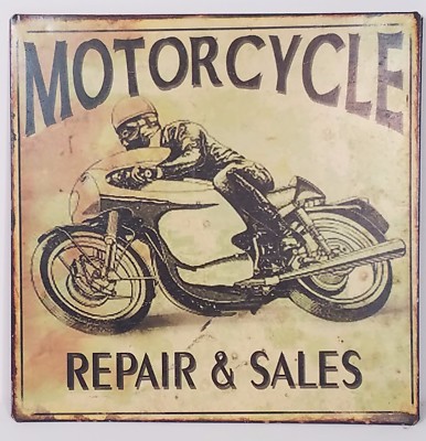 Motorcycle Repair & Sales distressed rustic garage man cave square ...