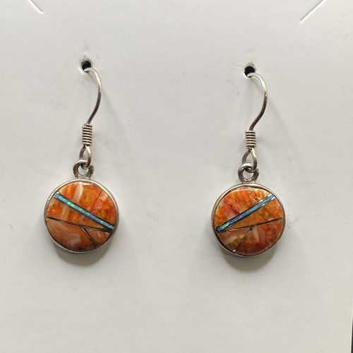 Native American Signed OP Sterling Silver Inlaid Dangle Earrings | eBay ...