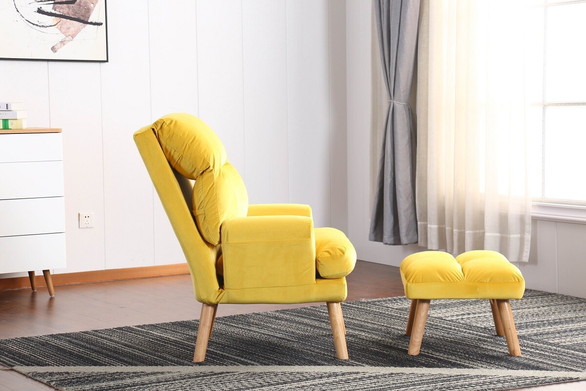 Soft Comfortable Accent Click Clack Chair with Ottoman Fabric for ...