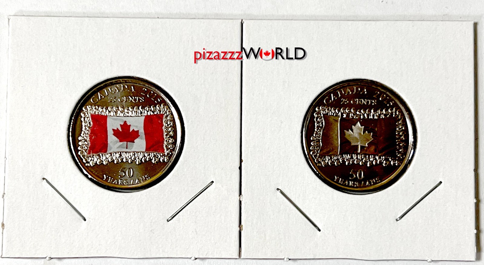 2015 Canada 25cent National Flag 50 Years Colored Quarter Coin Set of ...