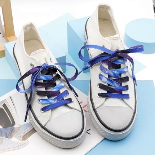 Flat Gradient Shoe Laces Blue Star Sky Print Shoelaces Sneakers 47 inch ...