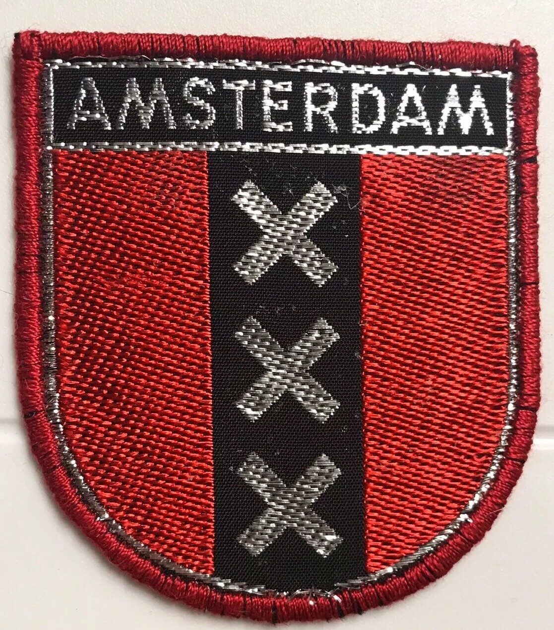 Amsterdam The Netherlands XXX City Flag Souvenir Red Black Woven Patch ...