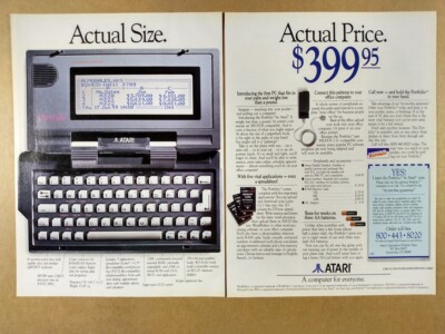 1989 Atari Portfolio Palmtop PC Computer vintage print Ad | eBay