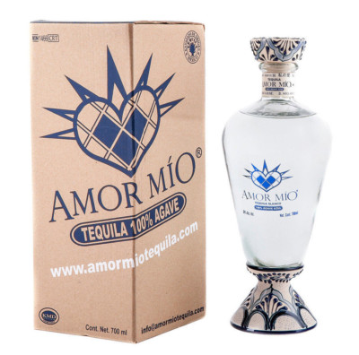 Tequila Amor Mío Blanco,100% Agave, Handmade Collectible bottle, 38% ...