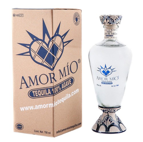 Tequila Amor Mío Blanco,100% Agave, Handmade Collectible bottle, 38% ...