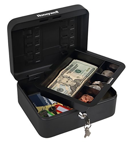 Honeywell 6111 Convertible Cash & Key Box Steel Security Lock Safe Box ...