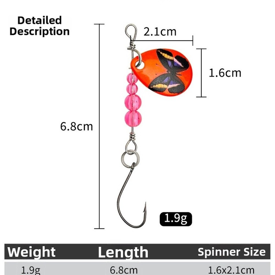 Rotating Spoon Lure 5pcs Metal Butterfly Pattern for Trout Bass Fishing ...