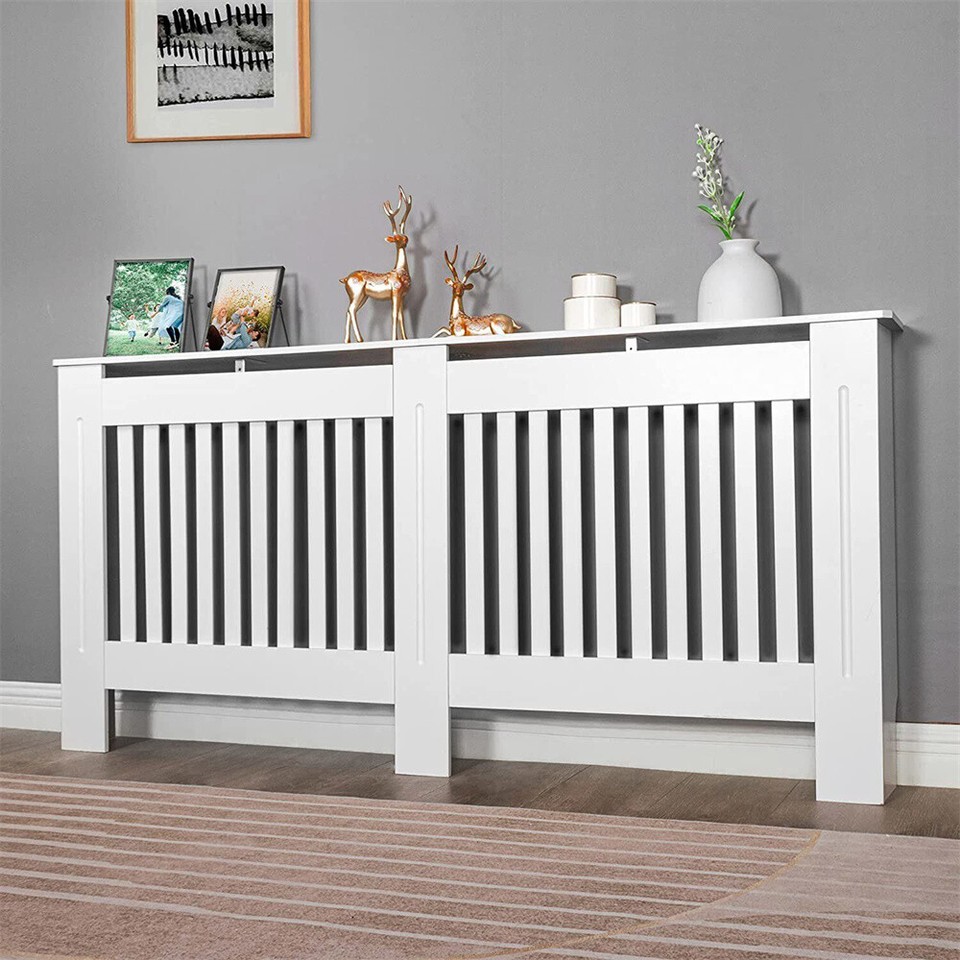 Modern Slatted Radiator Cover Heating Cabinet Solid Mdf White Extra ...