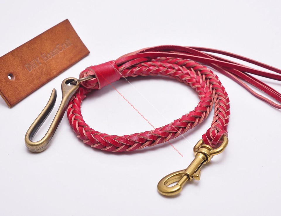 24" Handmade Brown Cowhide Leather Braided Truckers Trouser Pant Wallet ...