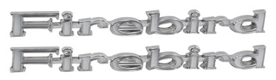 1969 FIREBIRD FRONT FENDER EMBLEM SET - THICK STYLE SCRIPT - CHROME 69 ...