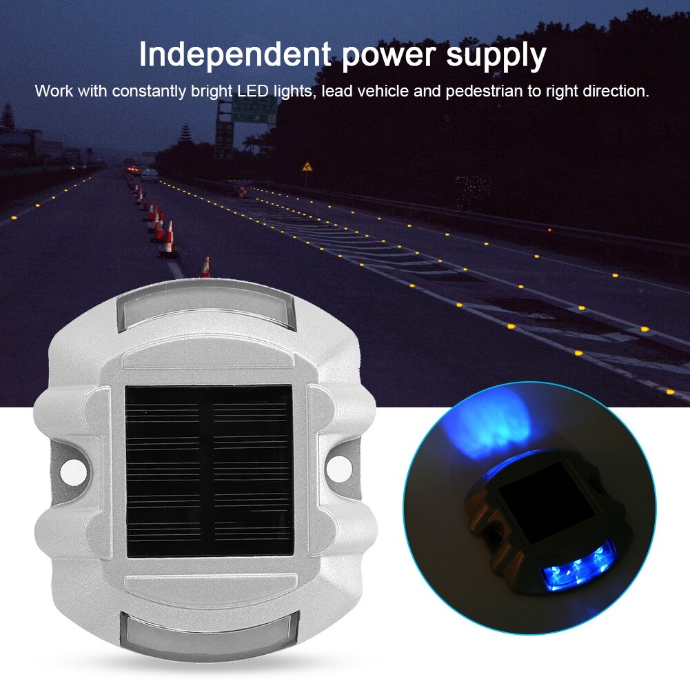 2pcs 6 LED Solar Road Stud Lights Ground Garden Lawn Deck Pathway ...