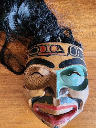 Pacific NW Native North American Large Hand Carv/Paint Ancestor Mask w ...