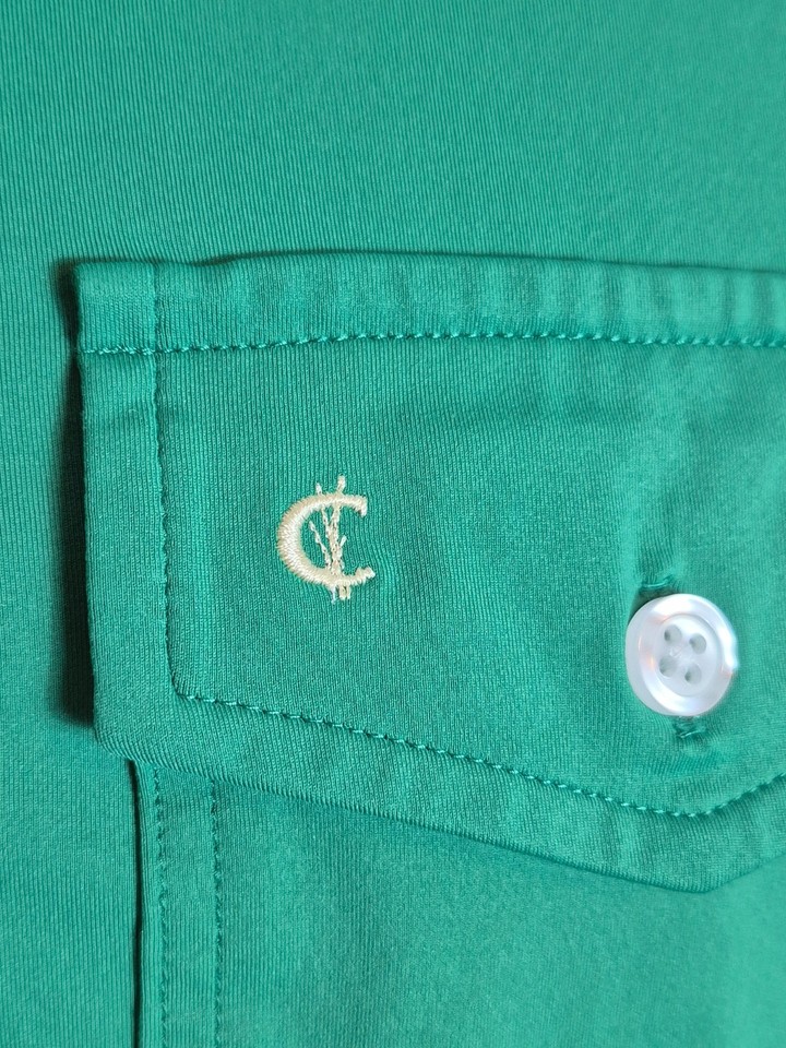Criquet Polo Shirt Mens Small Green Polyester Spandex Blend Pocket Made ...