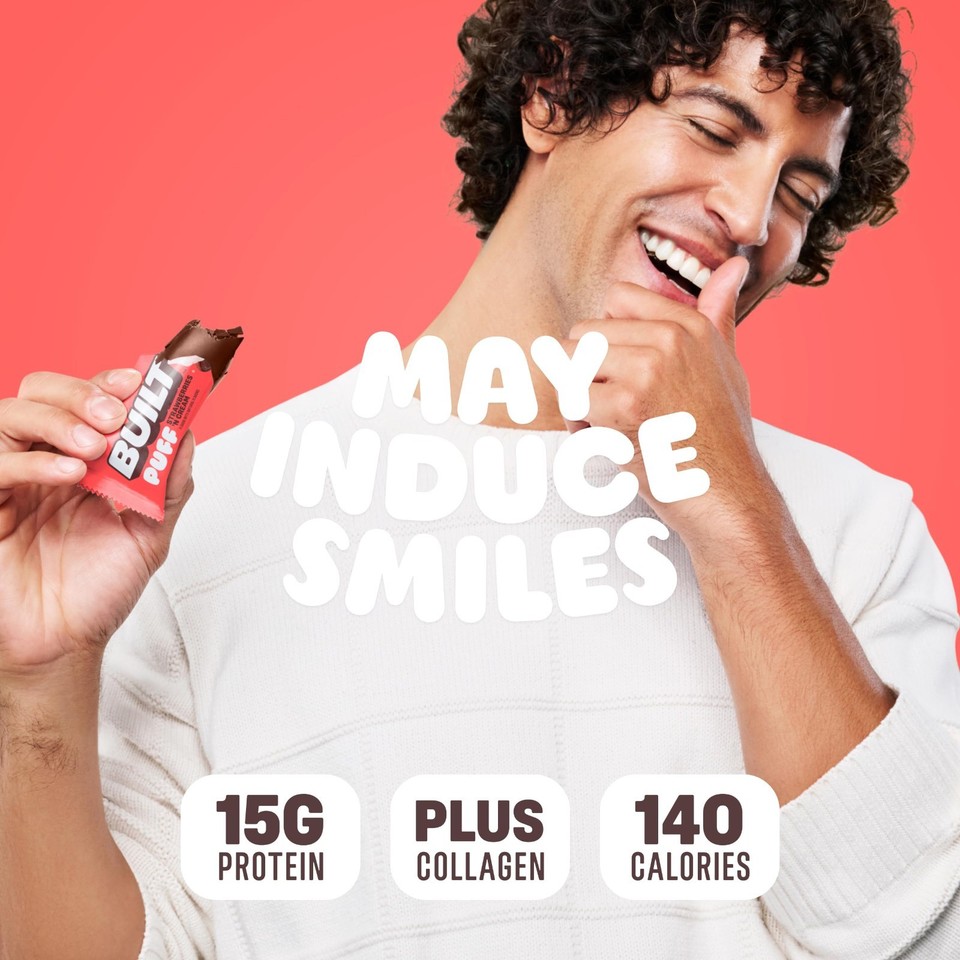 12 Built Bar, Puff Protein Bars, Strawberries 'N Cream Puff, 15g ...