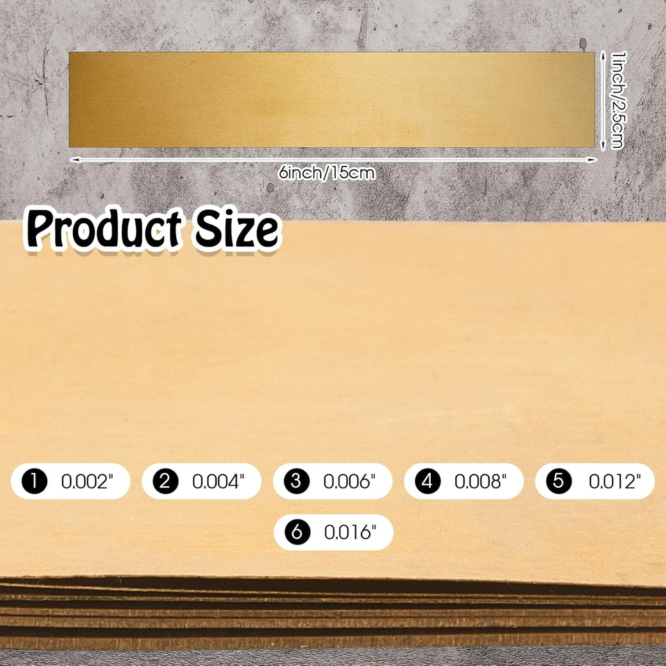 24 Pieces Brass Strip, Brass Shim Stock Assortment Metal Shims, 6 ...