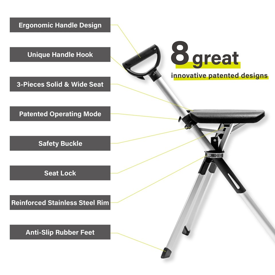 TaDa Chair Series 2 Portable Walking Stick Cane with Seat 362 Red | eBay