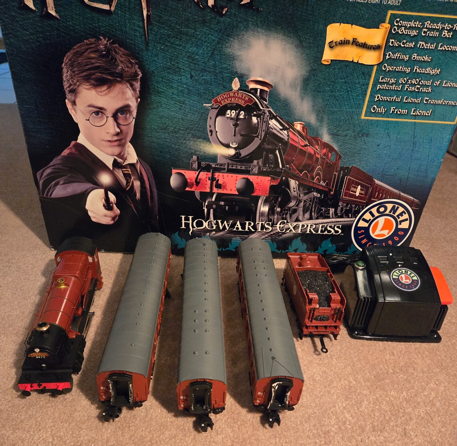 LIONEL 711020 O Gauge Harry Potter Hogwarts Express Steam Train Set ...