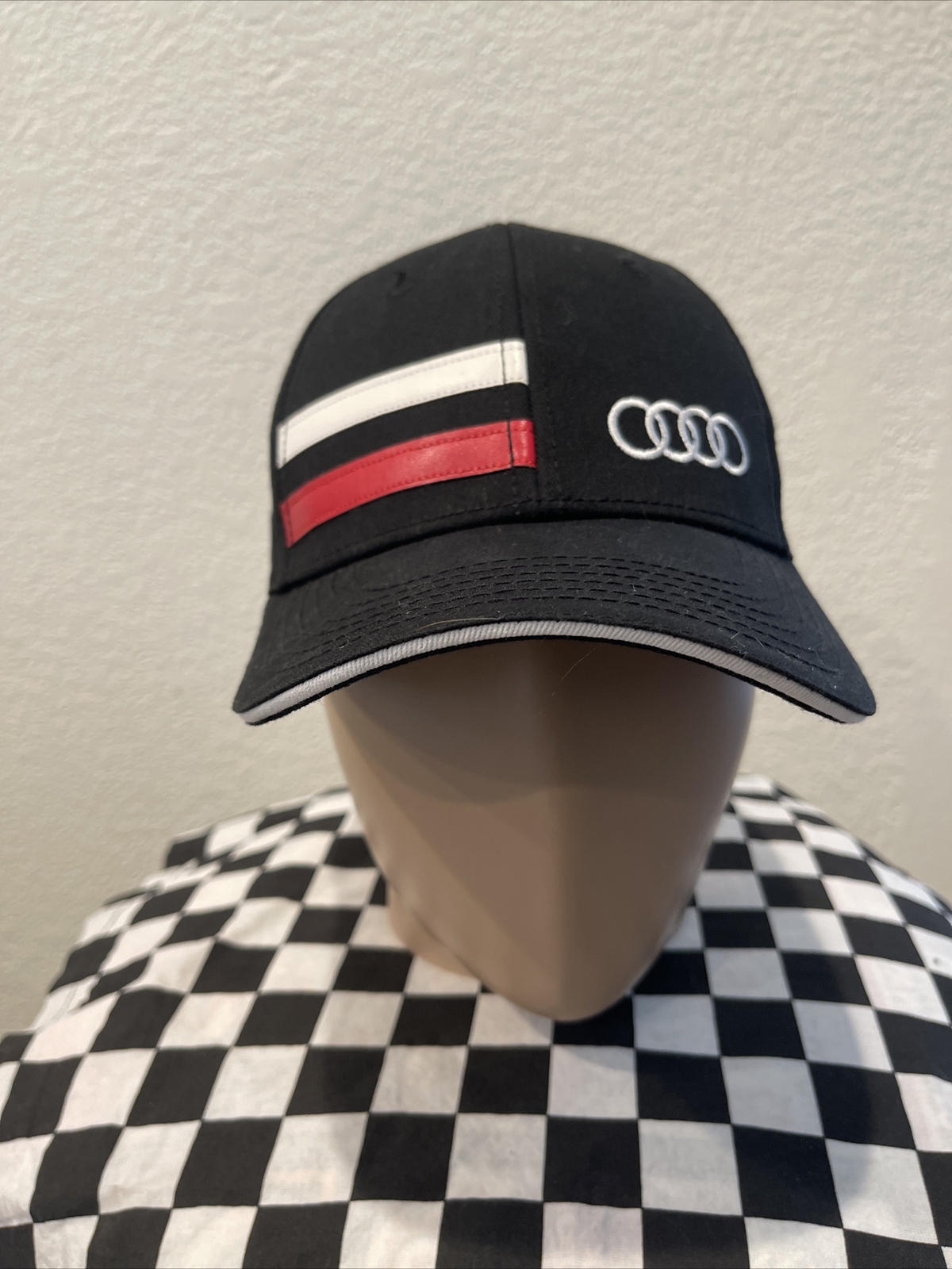Audi Sport Quattro Adjustable White Red Stripe Baseba… - Gem