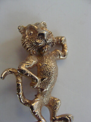 FUN VTG 60s Character Gold Tone 2.75” Textured Standing Tiger Brooch ...