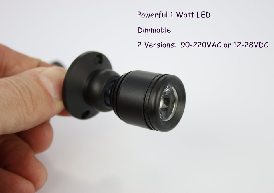 Micro Pivoting LED Spotlight - 1 Watt High Power LED Lamp - Tiny Size ...