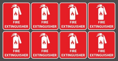 8pcs Fire Extinguisher Safety Sign OHS WHS 3m waterproof Vinyl ...