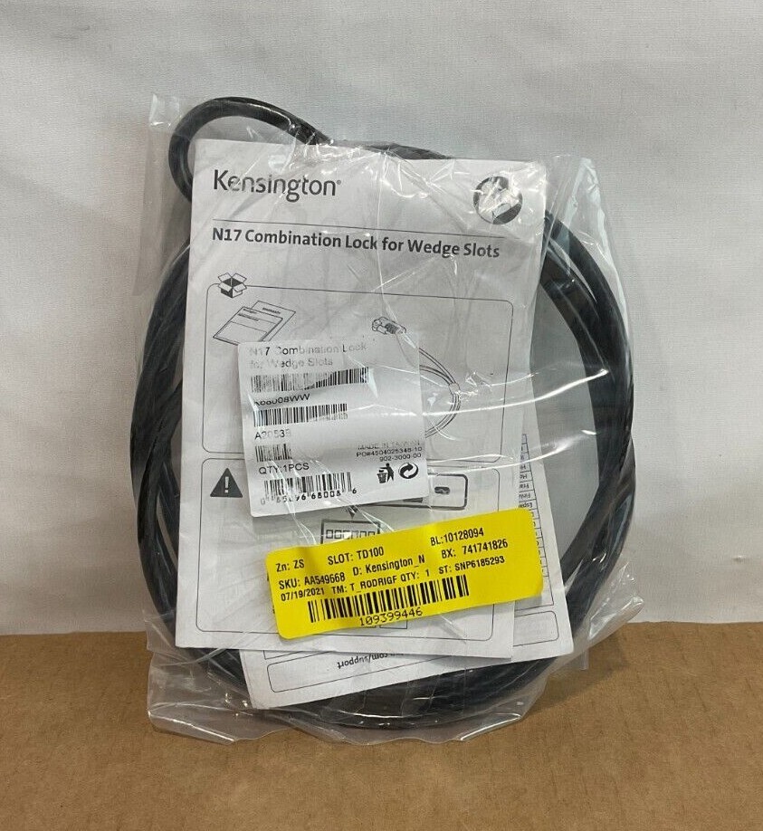Kensington N17 Combination Lock for Wedge Slots K68008WW for sale ...