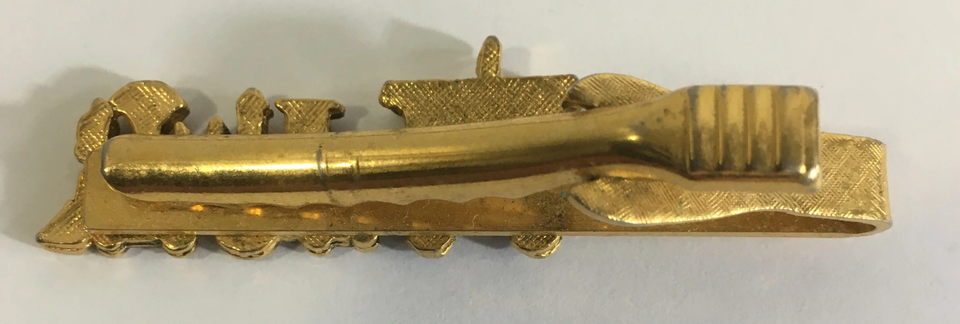 Vintage Tie Clasp - Train Motif - Gold Colored (1000977) | eBay