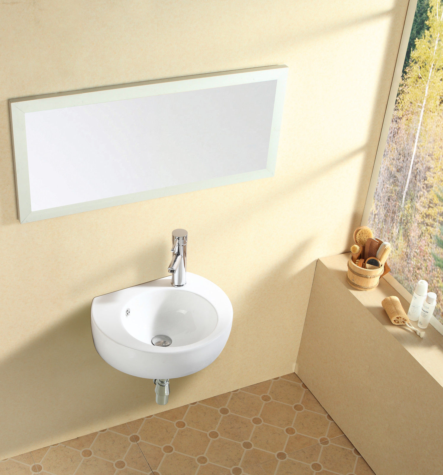 Bathroom Basin Sink Hand Wash Counter Top or Wall Mounted Hung Ceramic ...