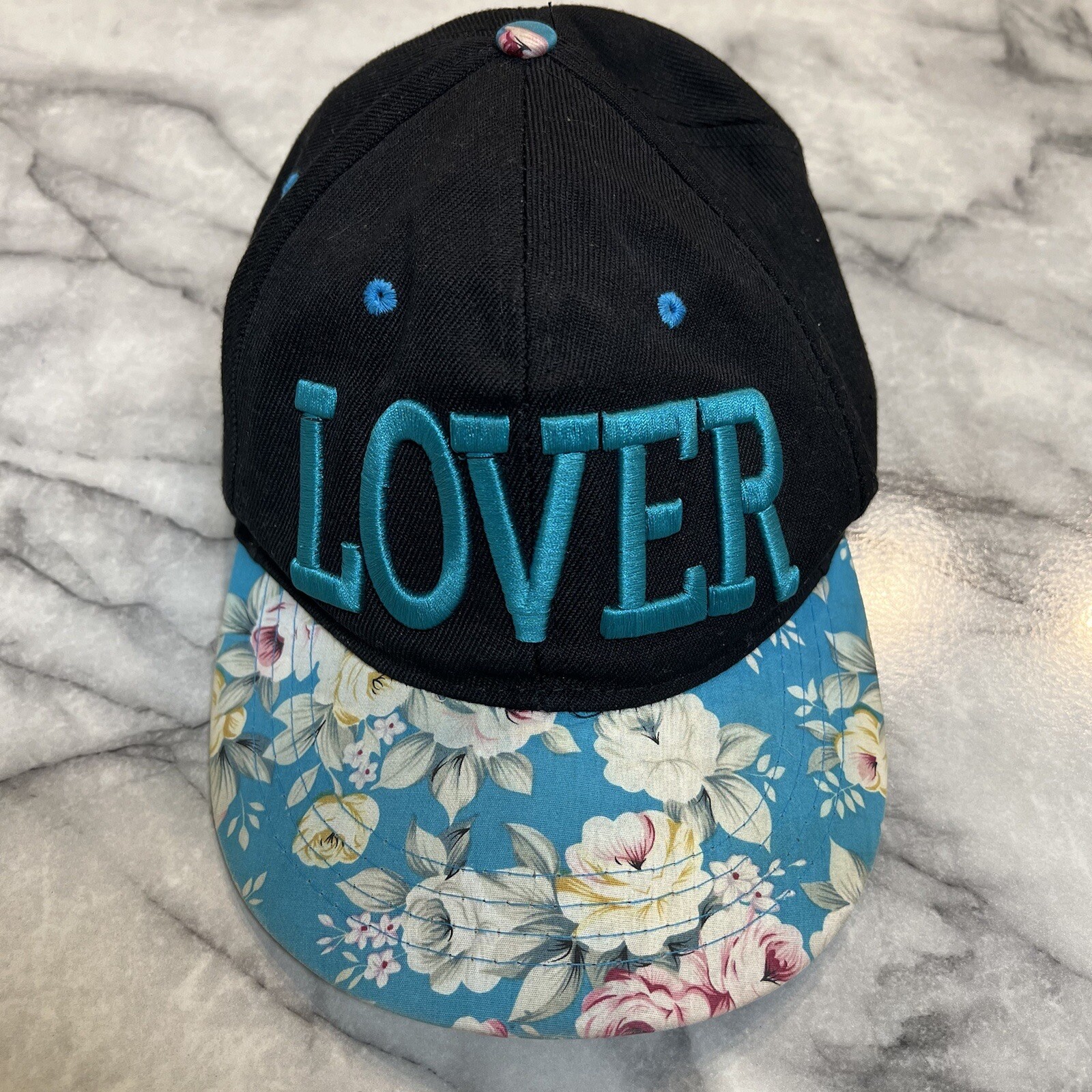 Women’s Baseball Hat Lover Visor Cap Blue and Black Floral | eBay