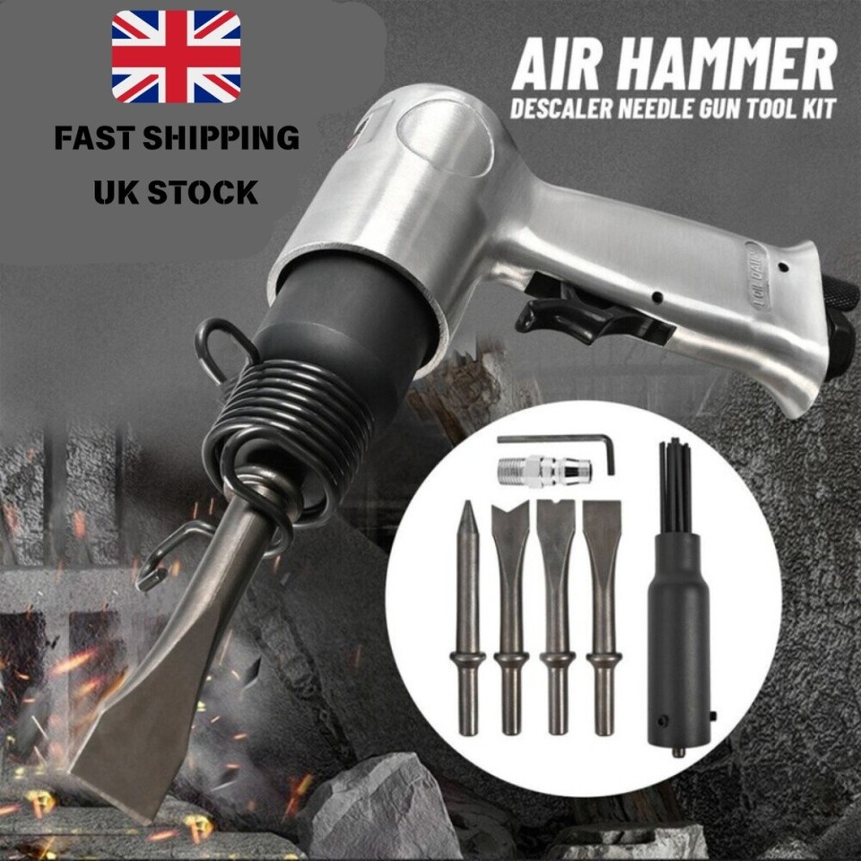 150mm Air Hammer Drill Gun With 4 Chisels & Rust Paint Removing Needle ...