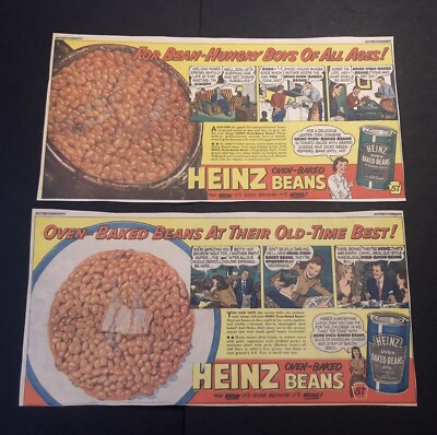 1950’s Lot X2 Heinz Baked Beans Newspaper Comics Ads 2D23 | eBay
