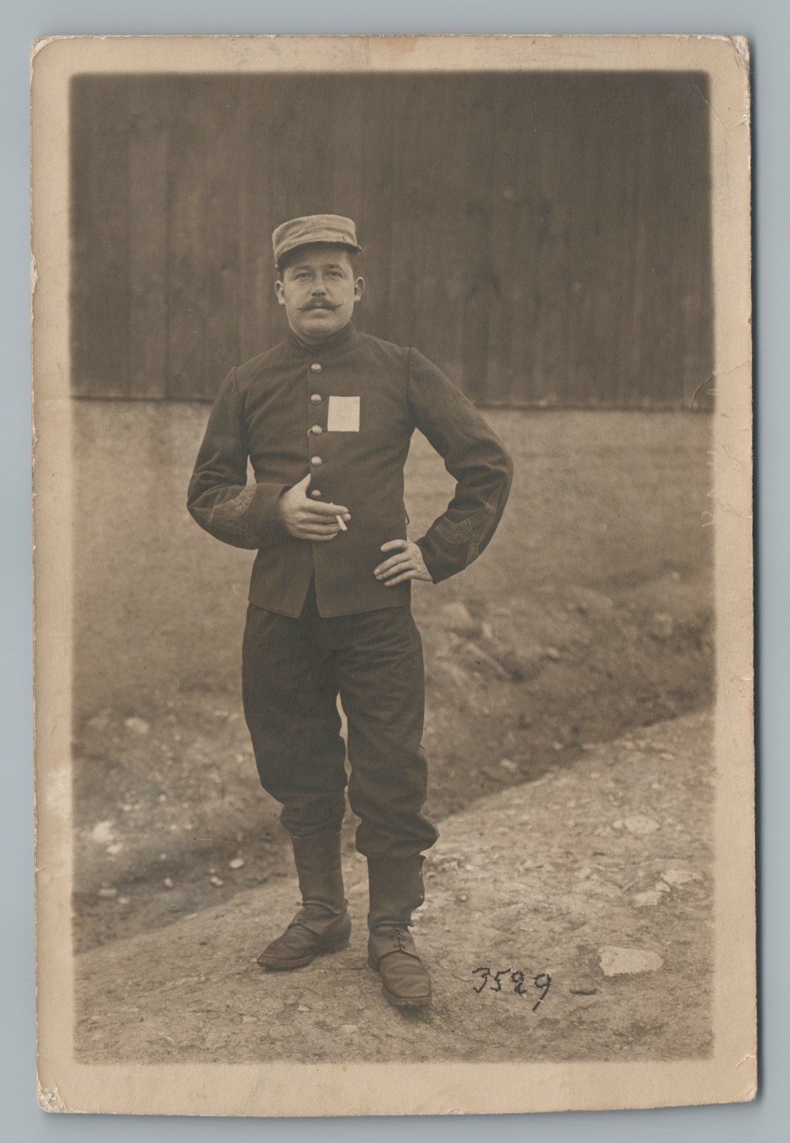 German WWI Soldier Smoking Cigarette RPPC Franz Beck MUSTACHE Foto AK ...