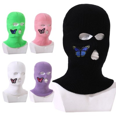 Windproof Ski Mask 3-Hole Knitted Face Cover Full Face Mask Cover ...