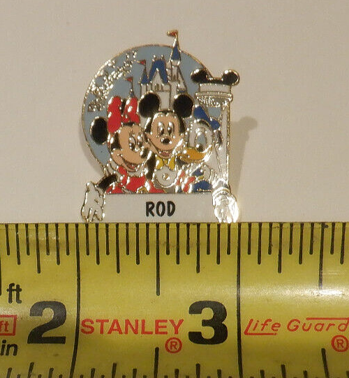 Vintage Disney Enameled Gold Tone Mickey, Minnie, Donald Name Pin, ROD ...