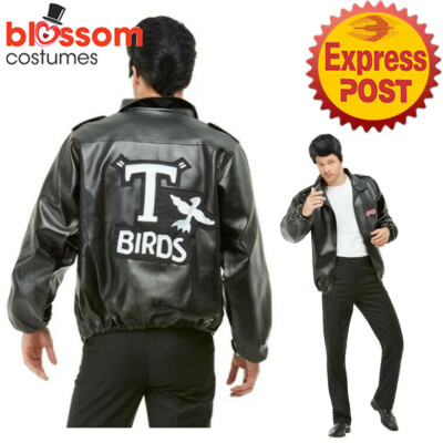 CA274 Mens T-Birds Gang Jacket 1950 50s Black Grease Danny T bird Tbird ...