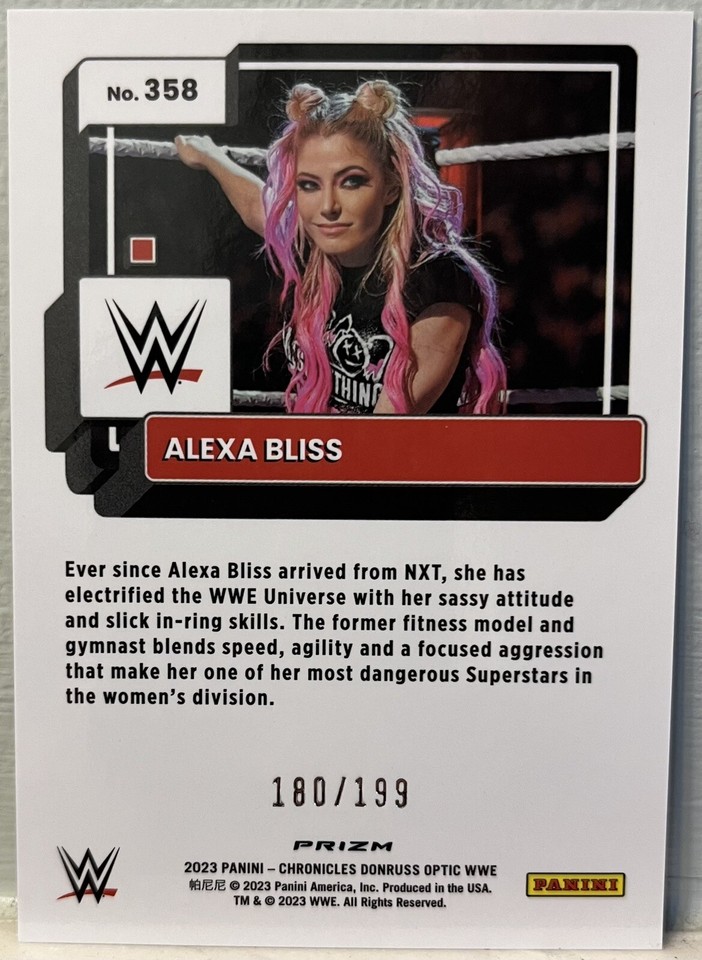 Alexa Bliss 2023 Panini Chronicles WWE Donruss Optic Red Parallel /199 ...