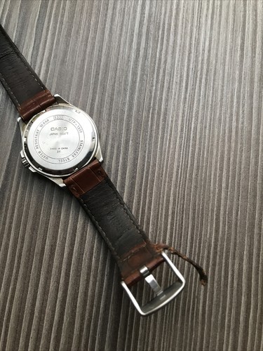 Casio MTP-1377 5339 Silver Leather Bracelet Day Date Watch Working ...